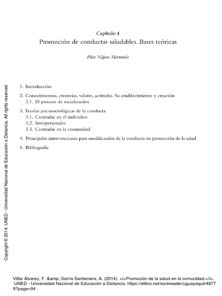 Capítulo 4 - Promoción de Conductas Saludables Bases Teóricas | PDF | Servicios públicos ...