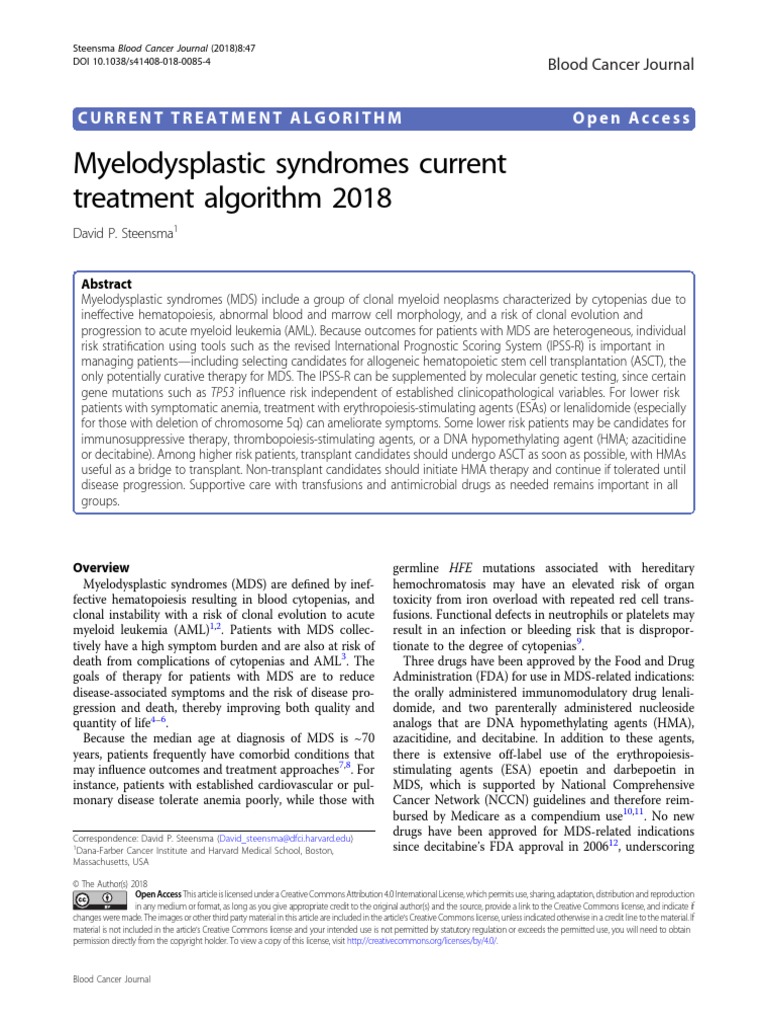 11 - 29795386 - Myelodysplastic Syndromes Current Treatment Algorithm ...