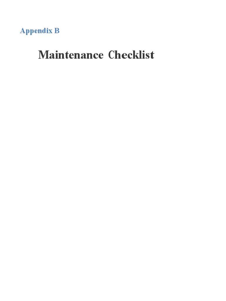 9_Appendix_B_Maintenance_Checklist | PDF | Equipment | Manufactured Goods