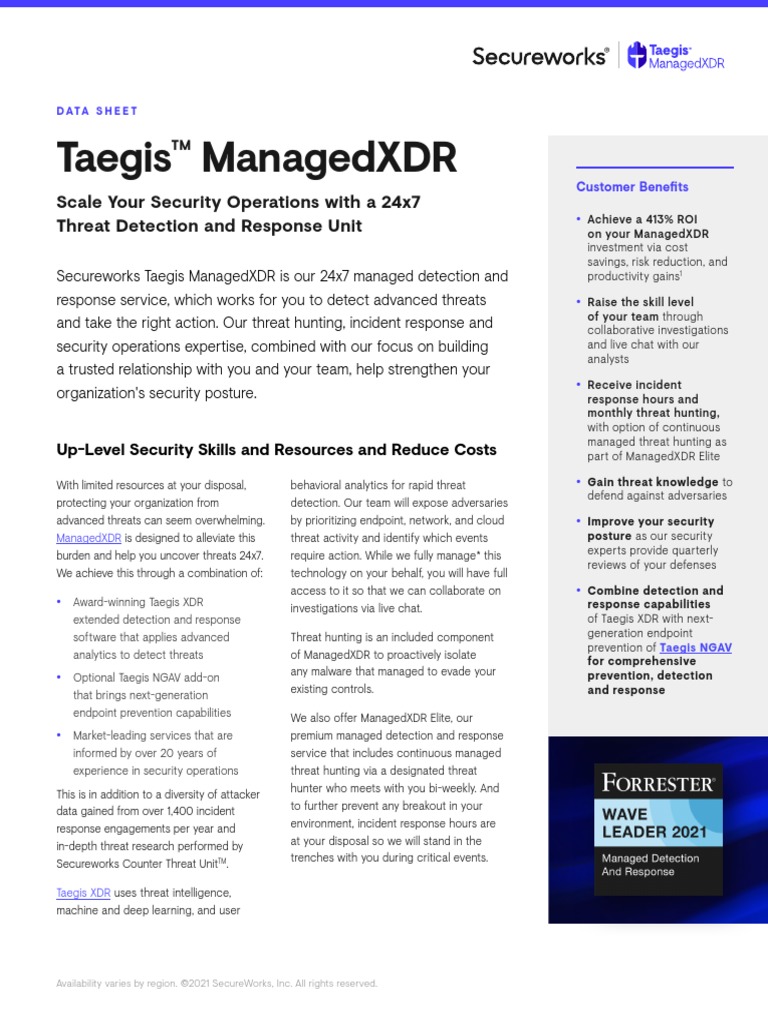 Secureworks NCO3 T TaegisManagedXDRDataSheet v4 | PDF | Computer ...