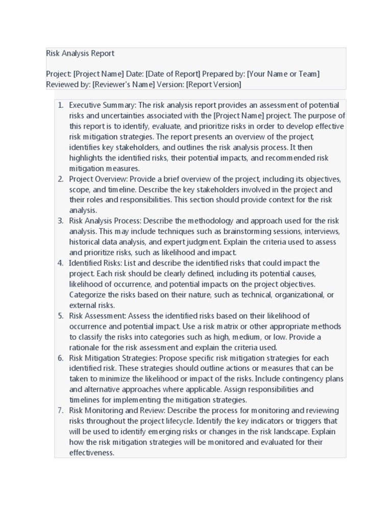 Risk Analysis Report | Download Free PDF | Risk | Risk Management