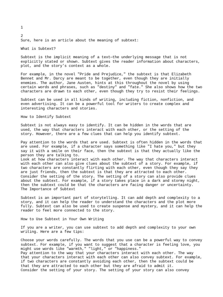 The Meaning of Subtext | PDF