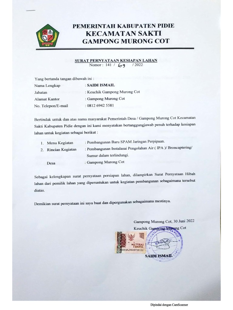 8. SPKL Gp. Murong Cot Kec. Sakti | PDF