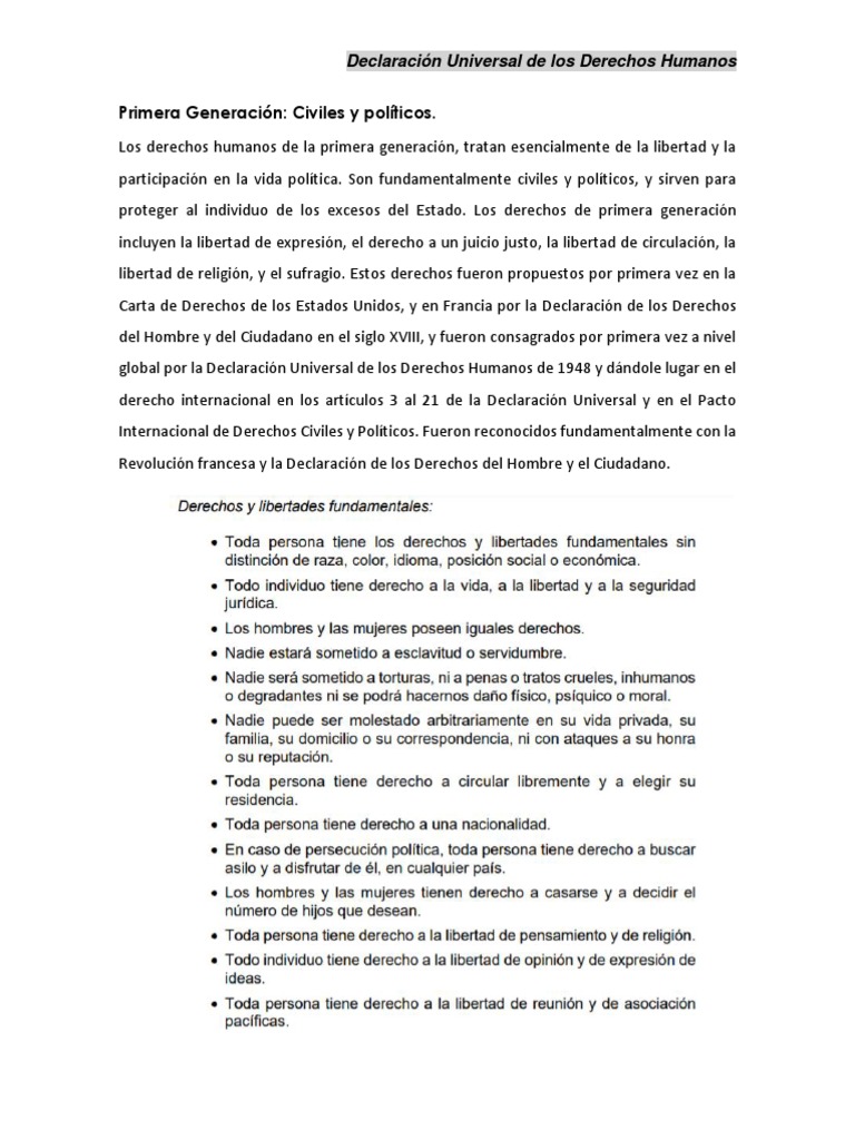 Declaración Universal de Los Derechos Humanos | PDF | Derechos humanos ...