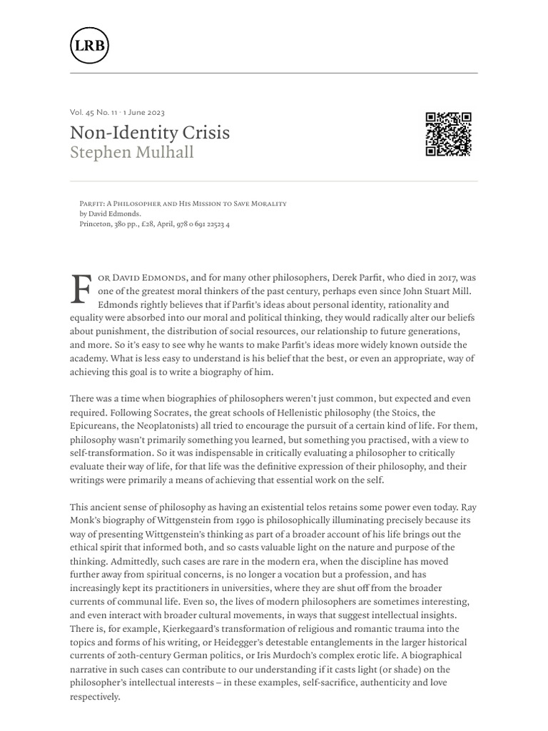 Non-Identity Crisis - Parfit's Trolley Problem (Mulhall) | PDF | Reason ...