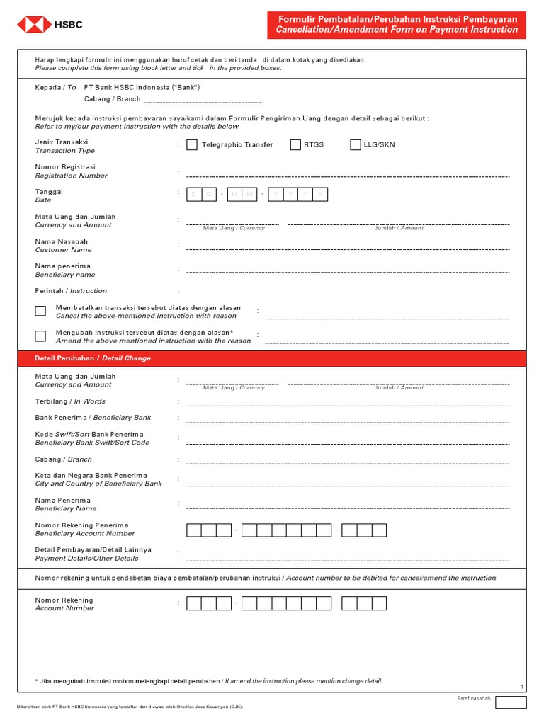 Form Payment Cancellation or Amendment | PDF