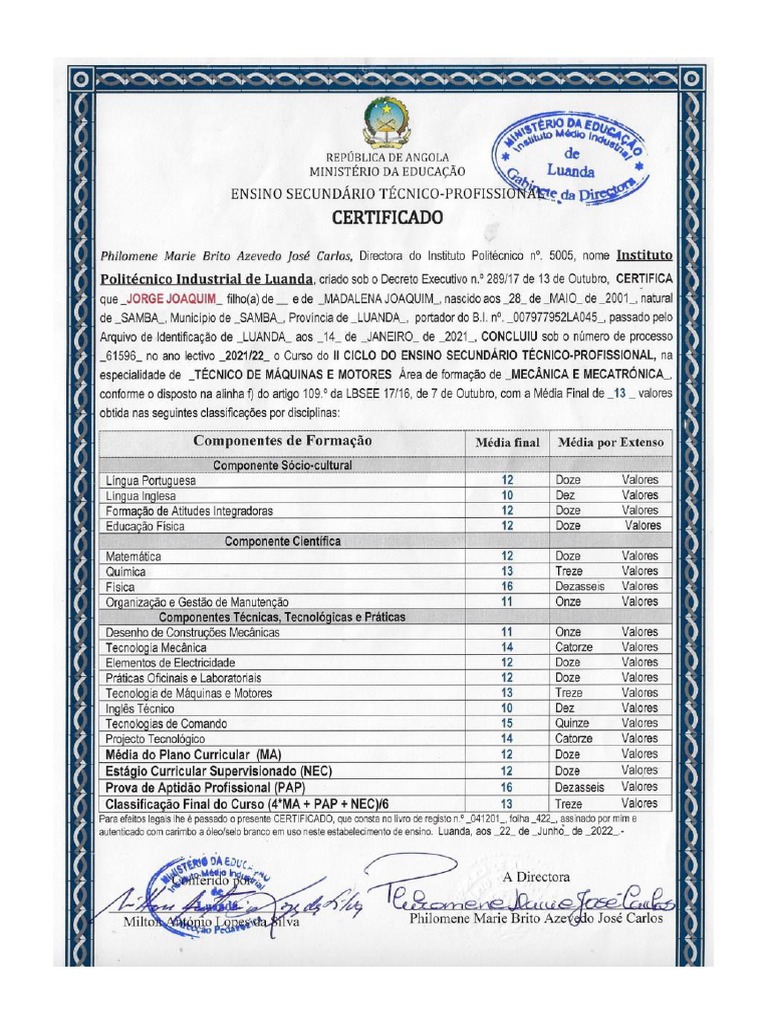 Certificado Médio | PDF
