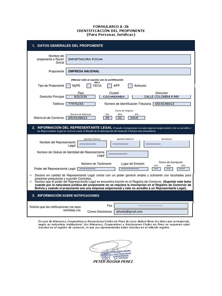 Formulario A 2b | PDF