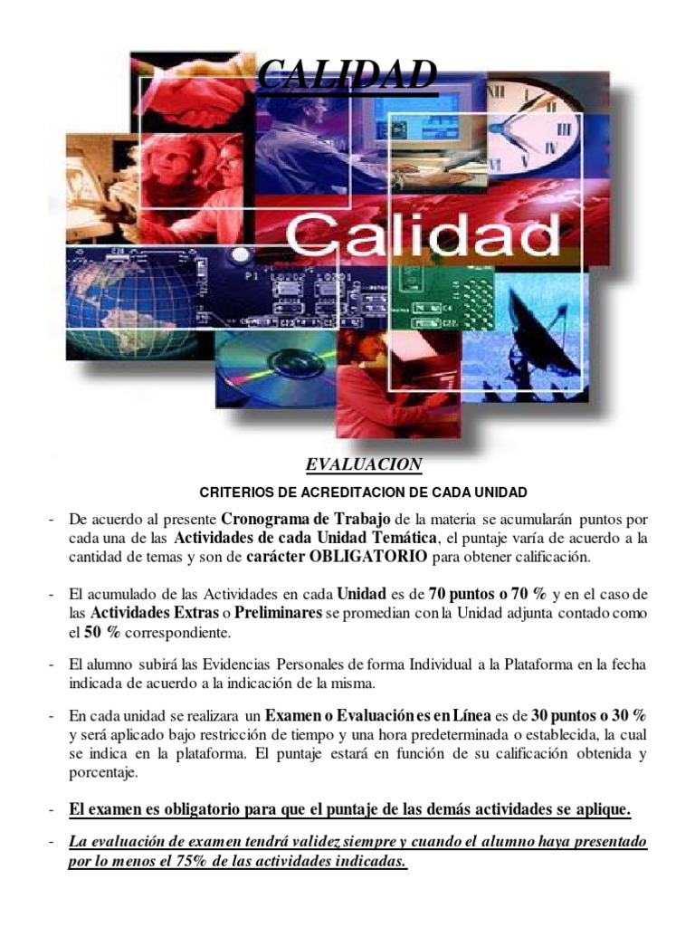 Cronograma de La Materia de Calidad 2022 | PDF | Calidad (comercial) | Moodle