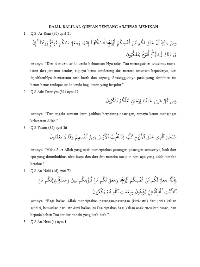 Dalil Quran Tentang Nikah | PDF