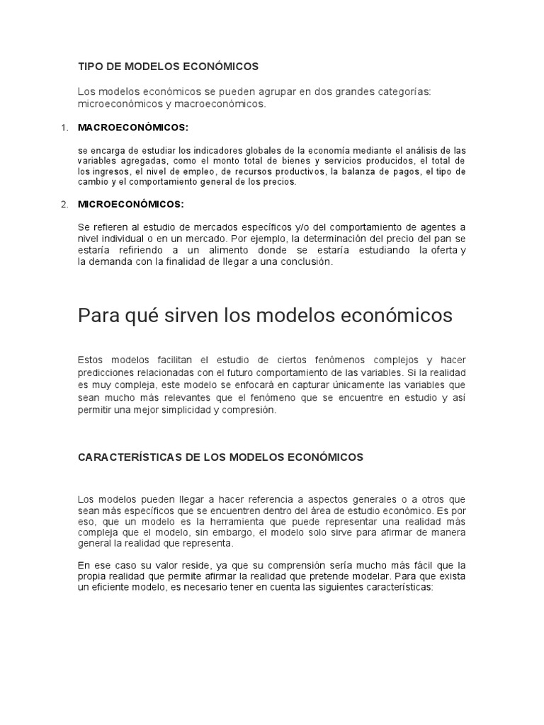 Tipos de Modelos Económicos | PDF | Crecimiento personal y profesional