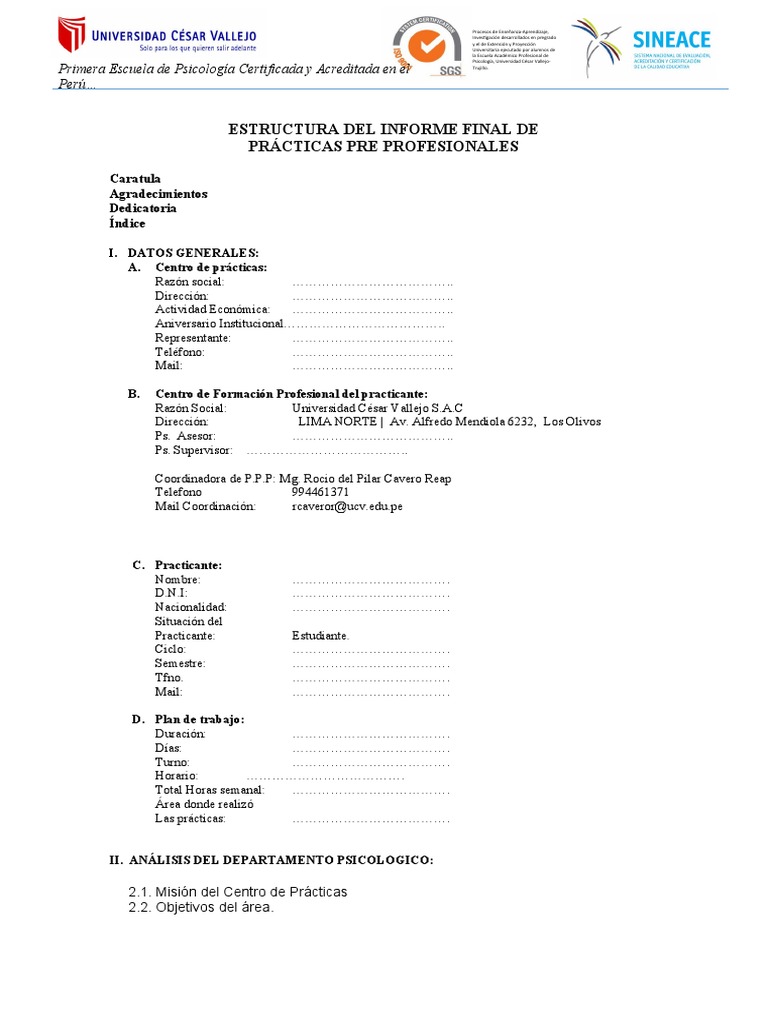 Informe Final de Prácticas Pre Profesionales Pp1-2-3-4 | PDF