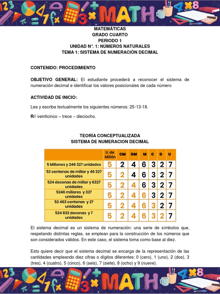 Actividades de Matemáticas para 4to Grado | PDF | División (Matemáticas ...
