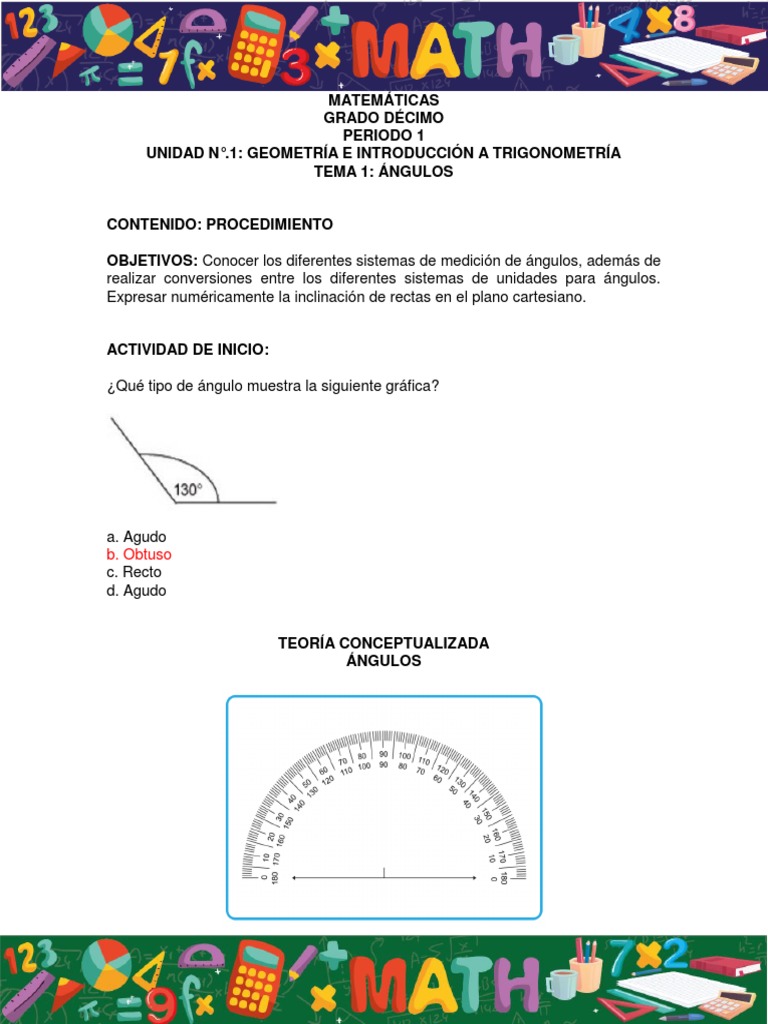 Desarrollo Temas Matemáticas Grado Decimo 10° | PDF | Funciones trigonométricas | Triángulo