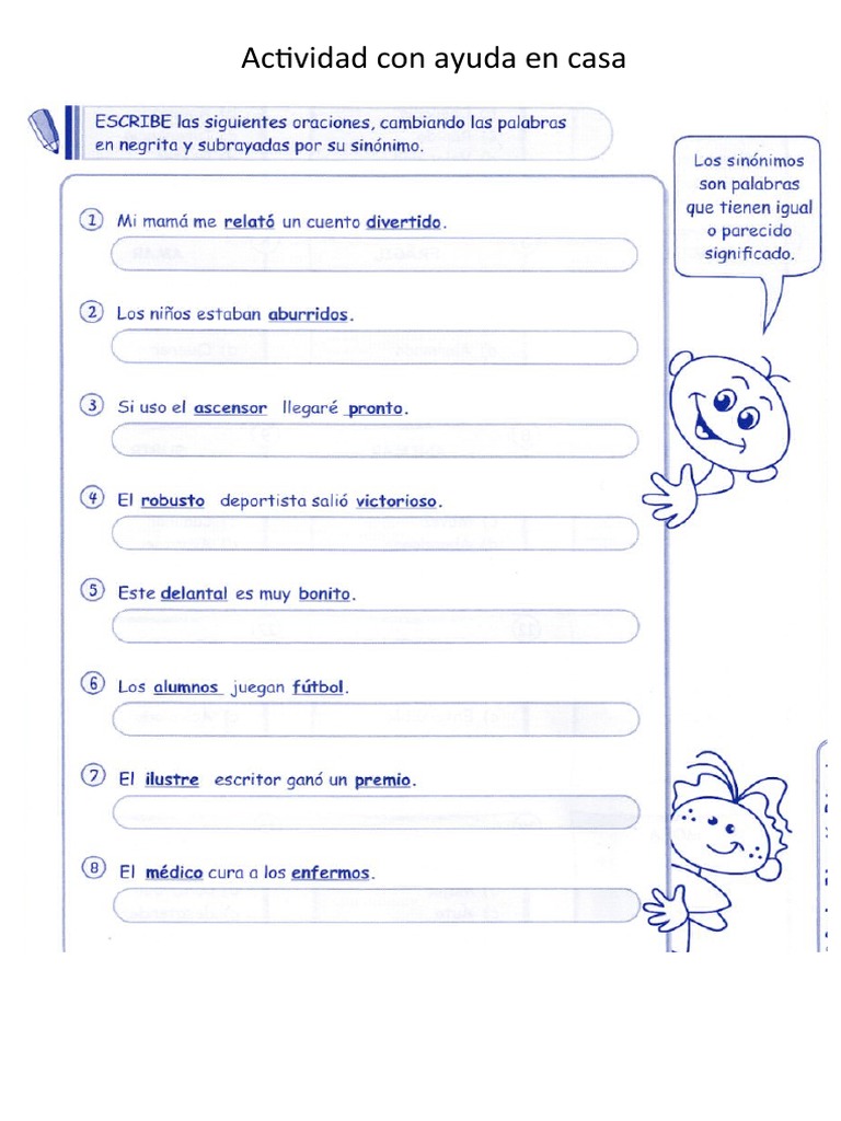 Actividad Sinónimos | PDF