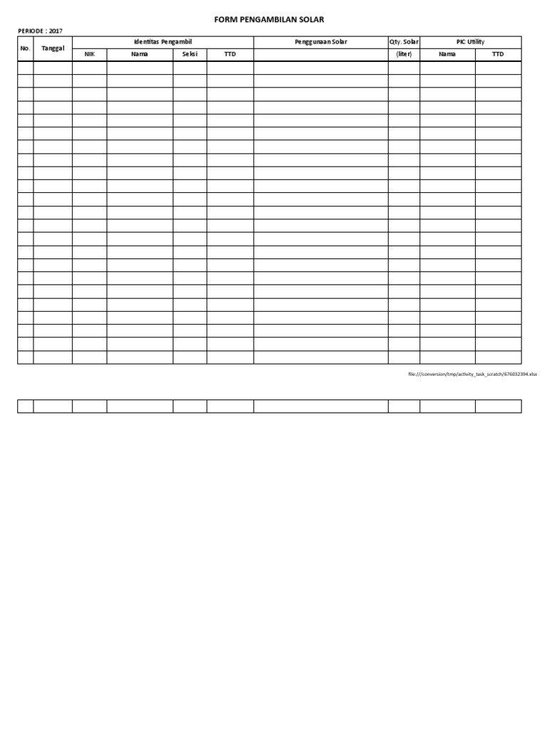 Form Pengambilan Solar | PDF