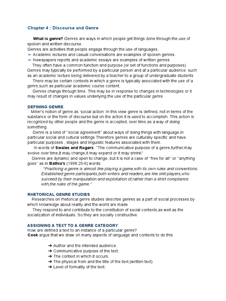 Chapter 4 - Discourse and Genre | PDF | Genre | Rhetoric