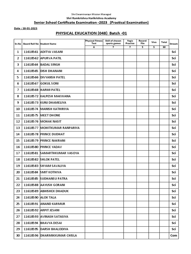PE Student List | PDF