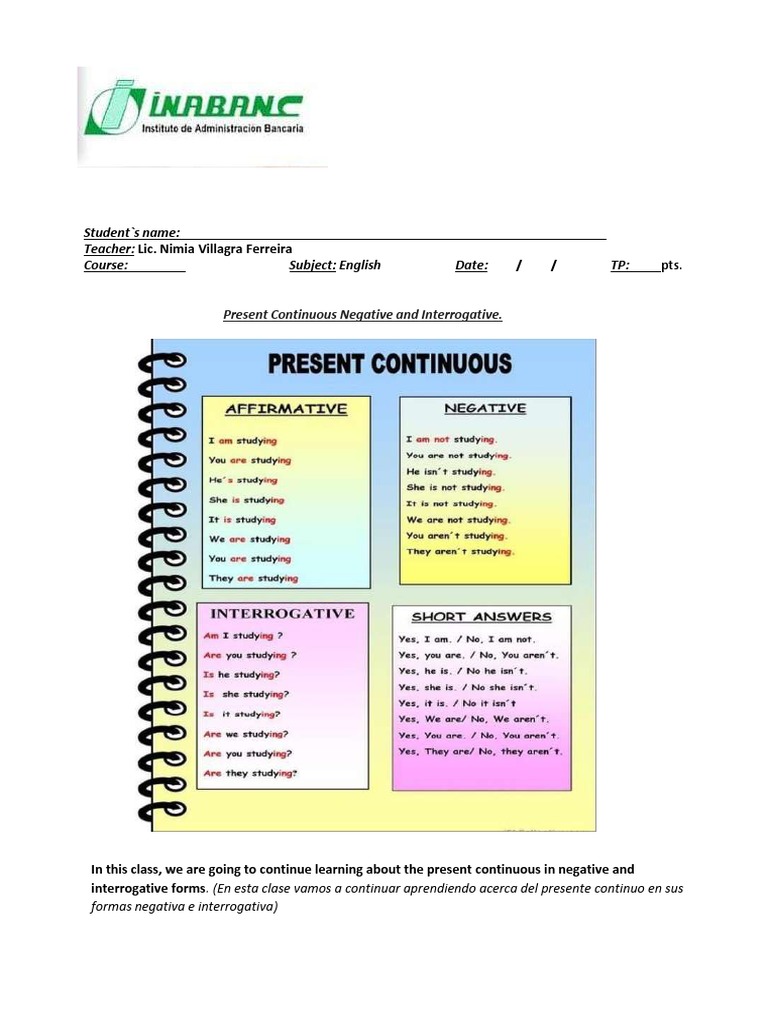 Present Continuous | PDF | Language Families | Languages