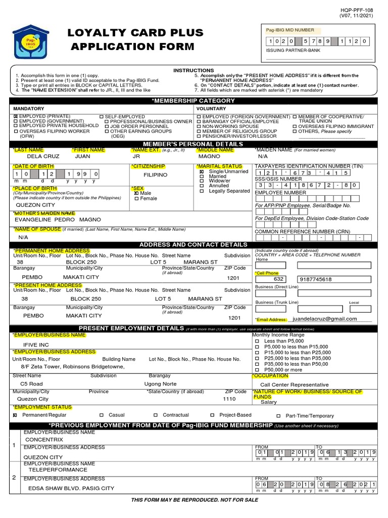 Sample Form | PDF | Identity Document | Business