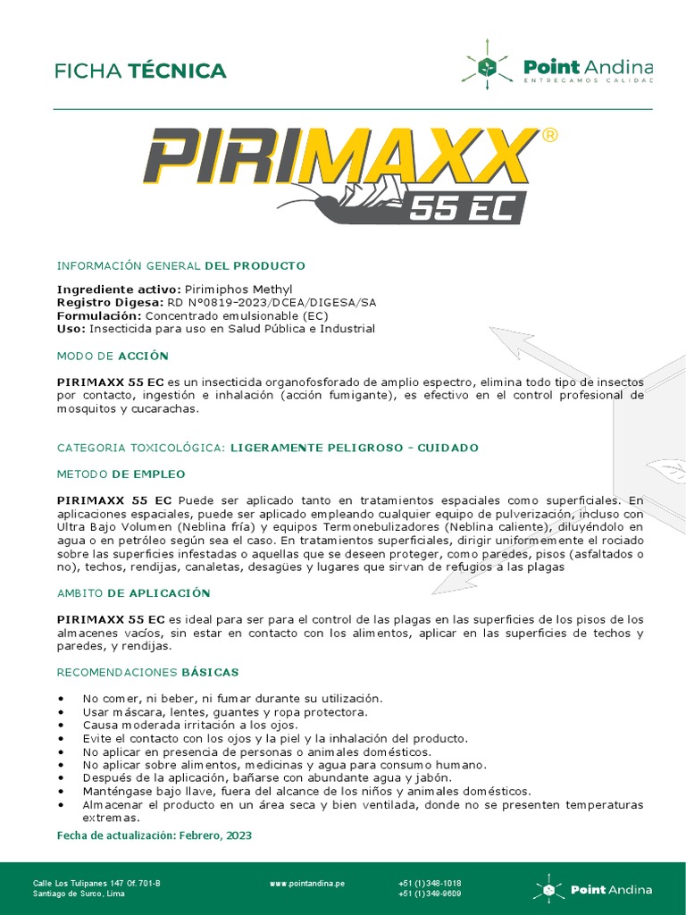 Pirimaxx 55 Ec-Ficha - Tecnica | PDF | Agua | Insecticida