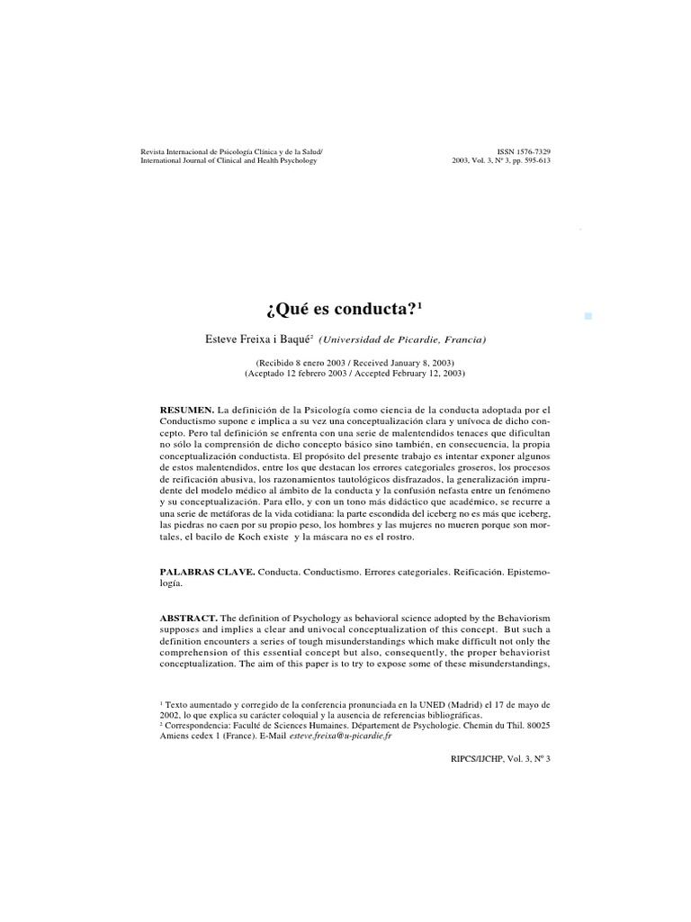 Freixá - Qué Es Conducta | PDF | Filosofía | Ciencia y matemáticas