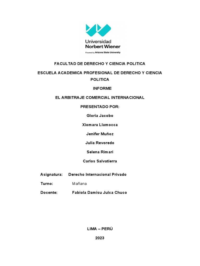 Informe Arbitraje Internacional | PDF | Arbitraje | Justicia