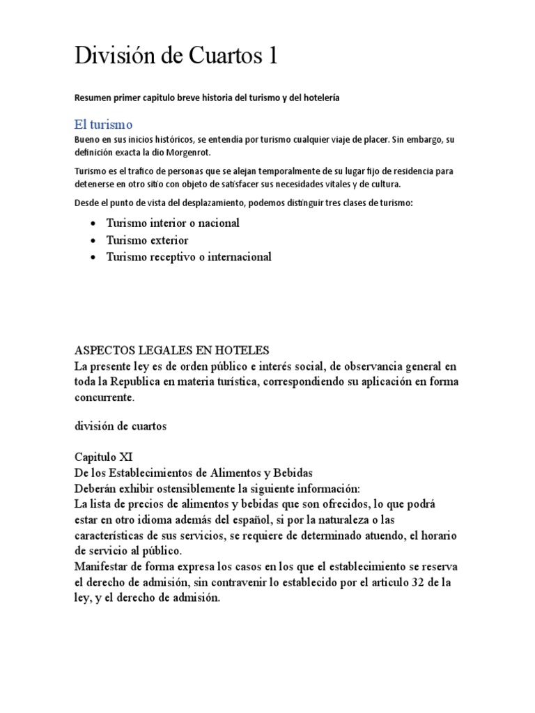 Division de Cuartos Parte 1 | Descargar gratis PDF | Hotel | Turismo