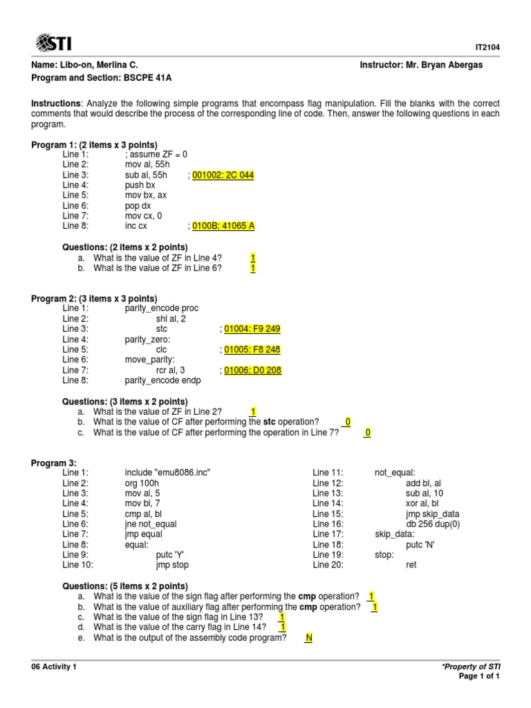 06 Activity 1 ORG LIBOON | PDF | Computer Engineering | Computer Architecture