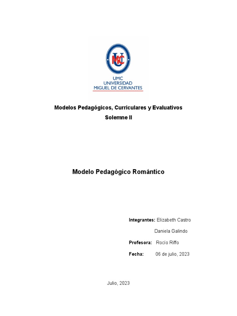 Modelo Pedagógico Romántico | PDF | Evaluación | Maestros