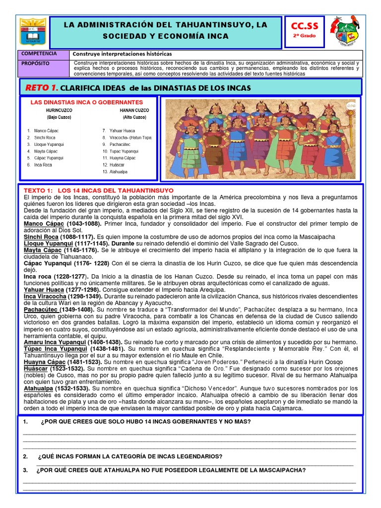 Sesion 9. La Administración Del Tahuantinsuyo, La Sociedad y Economía ...