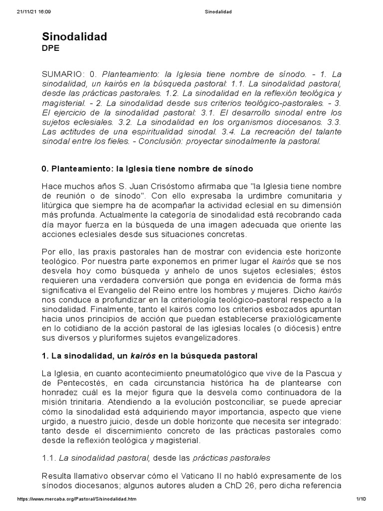 Sinodalidad | PDF | Iglesia Católica | Sínodo