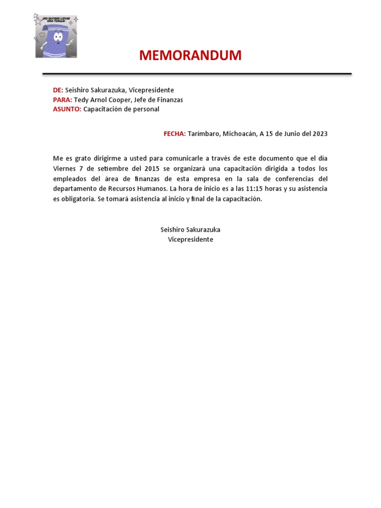 Formato de Memorandum | PDF