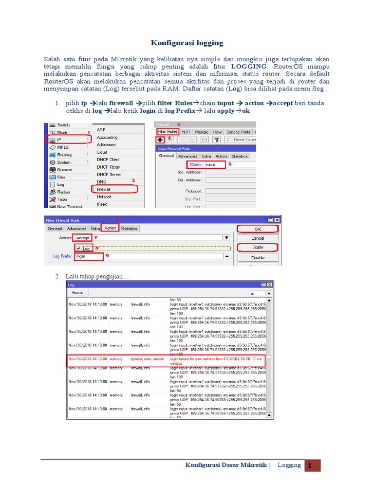 Konfigurasi Fitur Logging Mikrotik | PDF