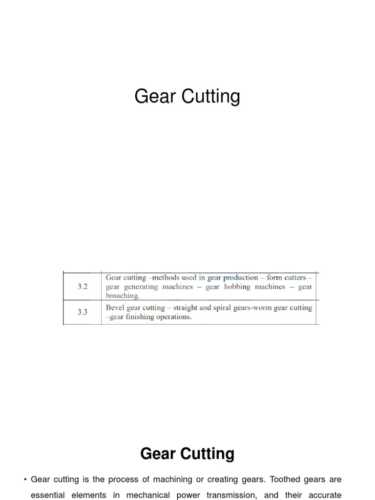 Gear Cutting Notes | Download Free PDF | Gear | Equipment