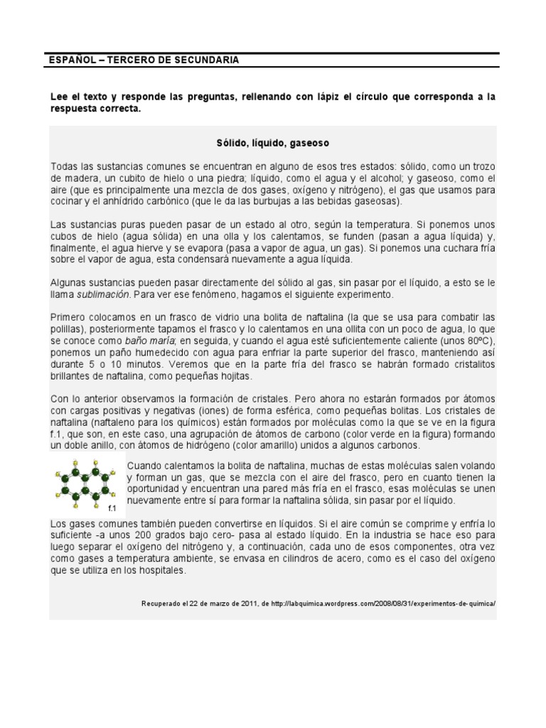 Lecturas Ejercicios | PDF | Líquidos | Gases