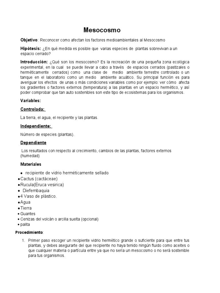 Impacto de Factores Ambientales en Mesocosmos | PDF | Entorno natural ...