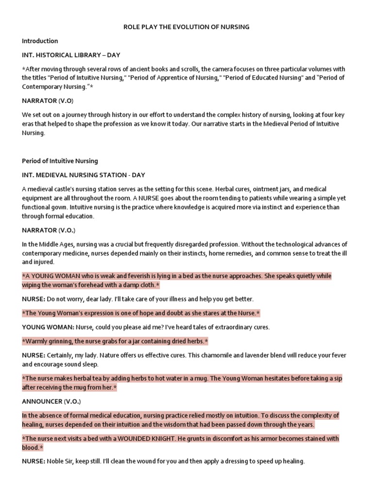 Role Play The Evolution of Nursing | PDF | Nursing | Health Care