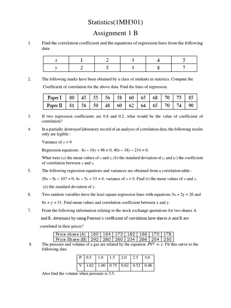 Correlation and Regression Analysis Tasks | PDF | Science & Mathematics