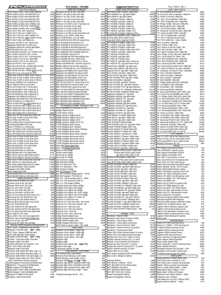 PCX Price List | PDF | Usb Flash Drive | Computer Hardware