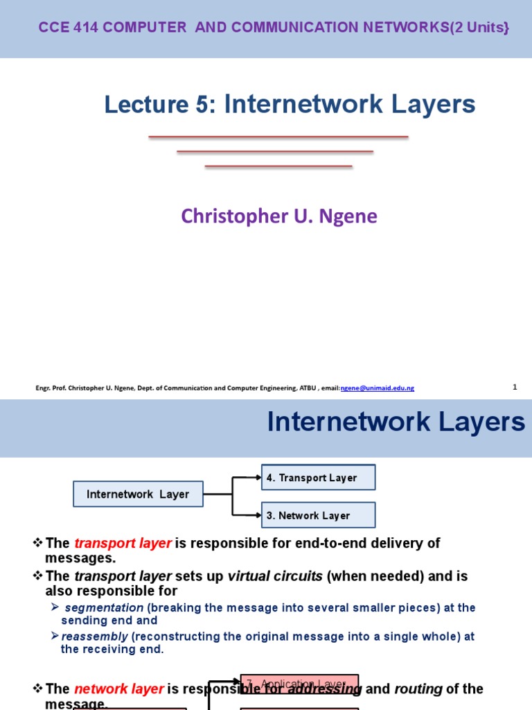 CCE 414 Lect 5 - Internetwork Layers 201 | PDF | Transmission Control ...