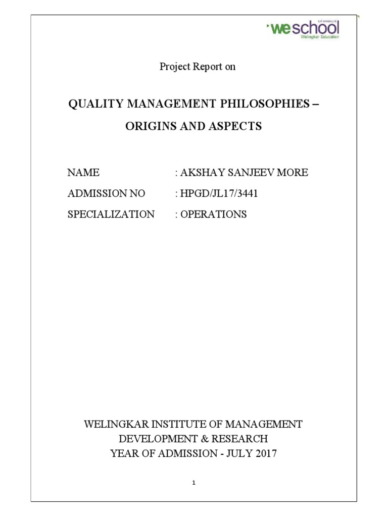 Quality Management Philosophies Origins | PDF | Teachers | Educational ...