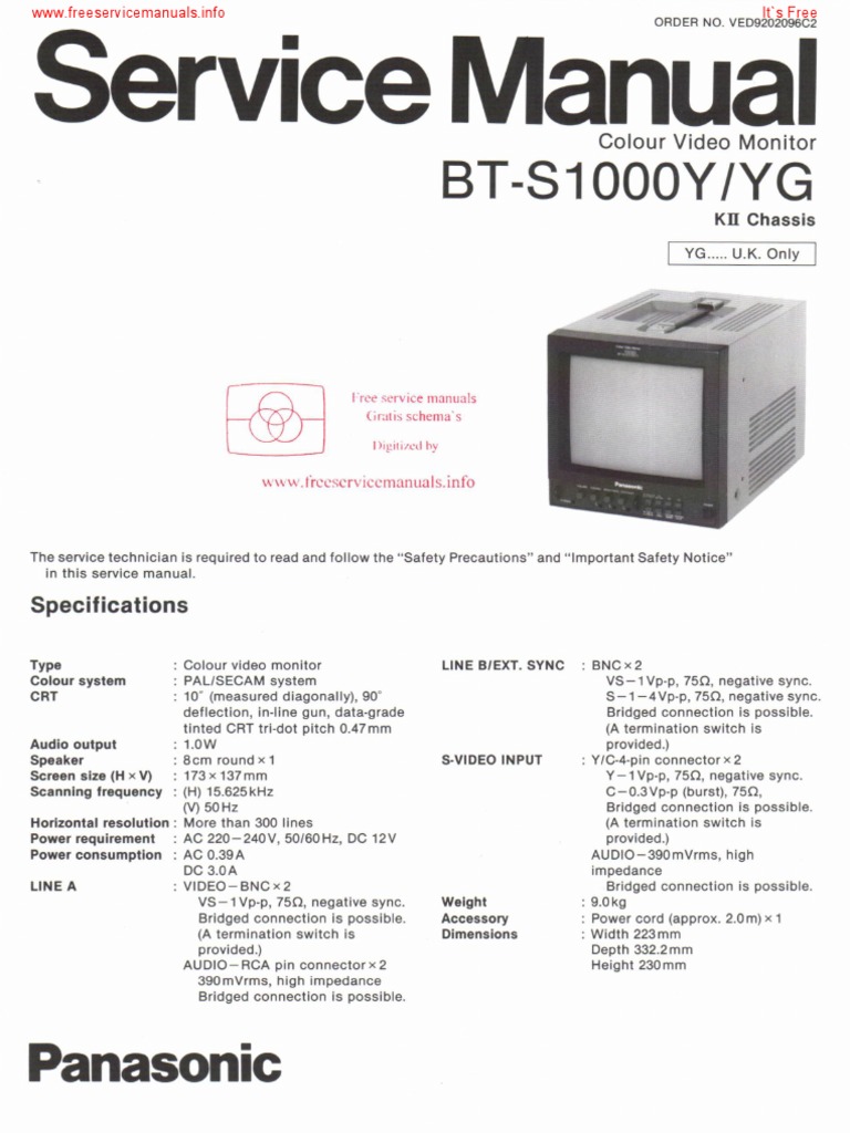 Panasonic Bt-S1000y Yg Chassis Kii SM | PDF