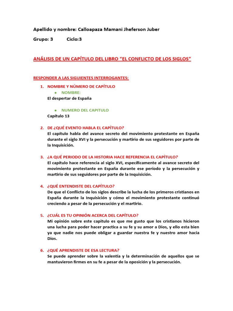 Tarea - Capitulo 13 - El Despertar de España | PDF