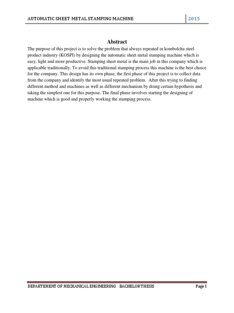 Automatic Sheet Metal Stamping Machine | PDF | Sheet Metal | Belt ...