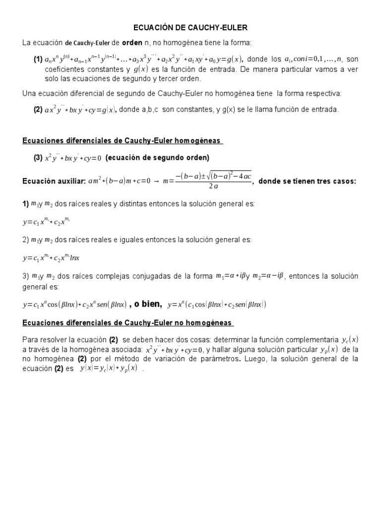 Ecuación de Cauchy-Euler | PDF Ecuación de Cauchy-Euler | PDF
