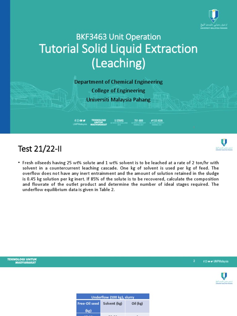 Tutorial Solid Liquid Extraction - Leaching 2022 | PDF | Sodium ...