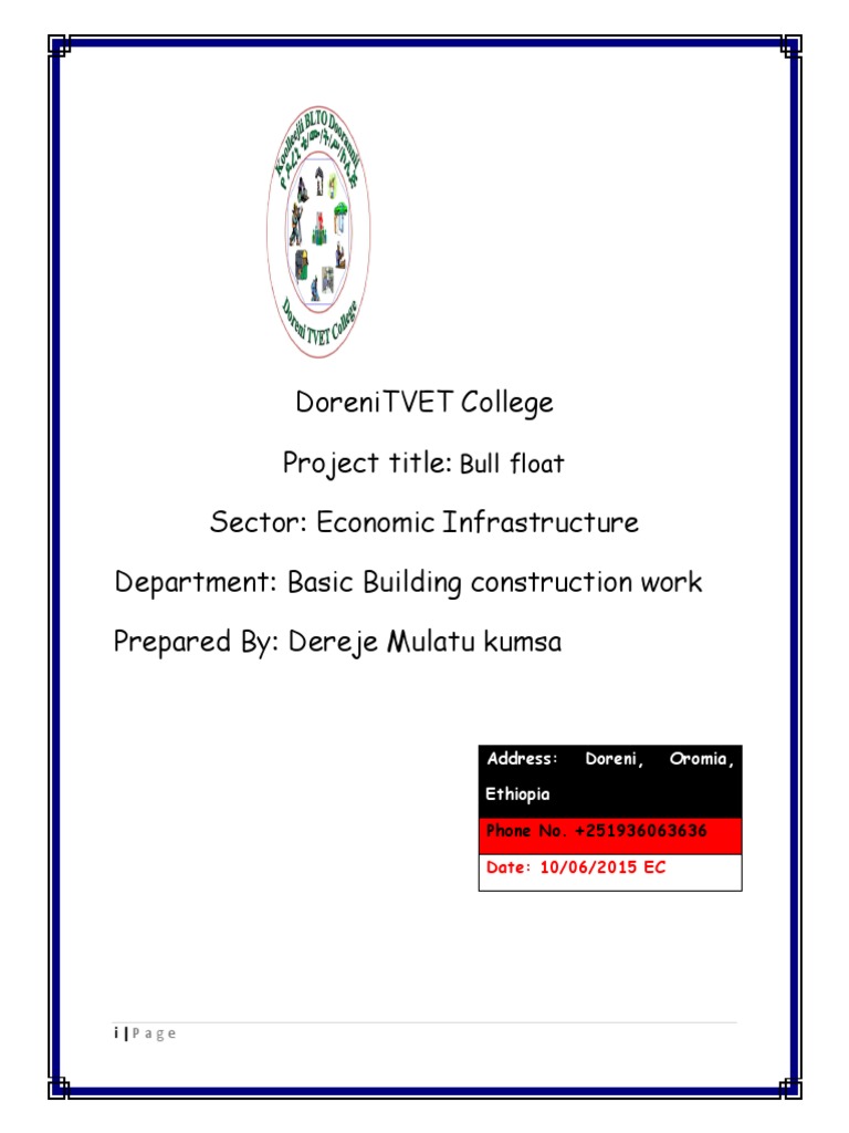 Dereje Technology Bull Float PDF | PDF | Concrete | Tools