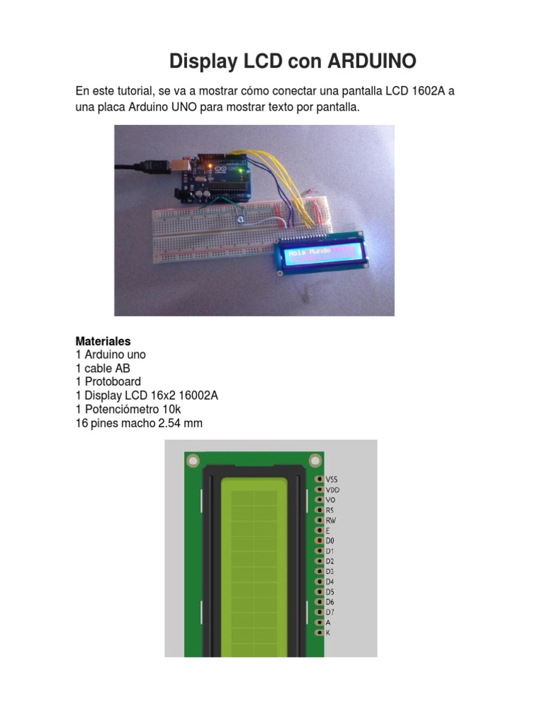 Display LCD Arduino | PDF | Arduino | Arquitectura de Computadores