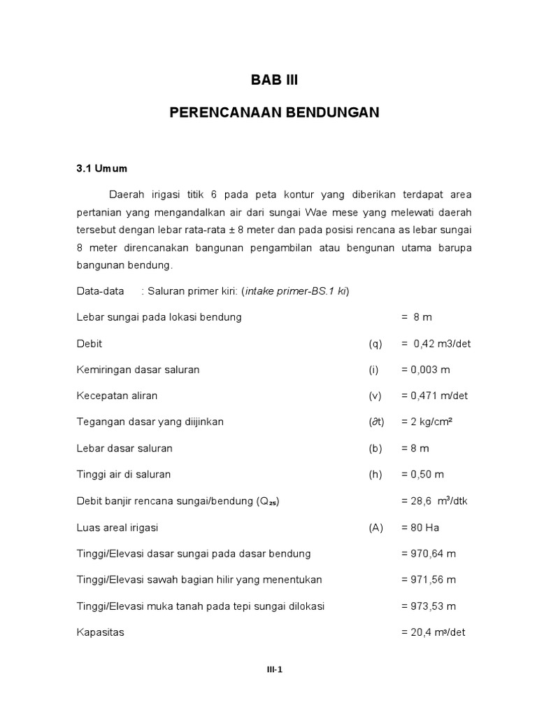 Bab. 3 Perencanaan Bendung | PDF | Sains & Matematika
